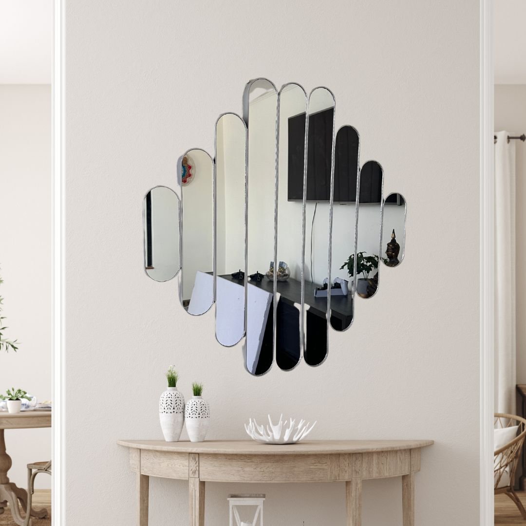 Espejo Decorativo - Diseño Moderno / Color Plateado / 80x80 cm